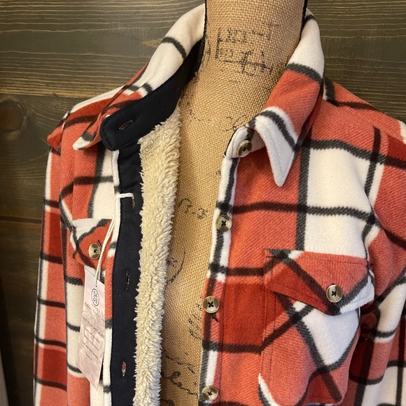 Sage | Jackets & Coats | Sage Plush Shirt Shacket Womens Red Plaid ...
